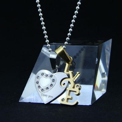 China New Fashion Valentines Holiday Lovers Couples Stainless Steel Necklace Pendants LPL12 for sale