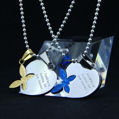 China New Fashion Valentines Holiday Lovers Couples Stainless Steel Necklace Pendants LPL14 for sale