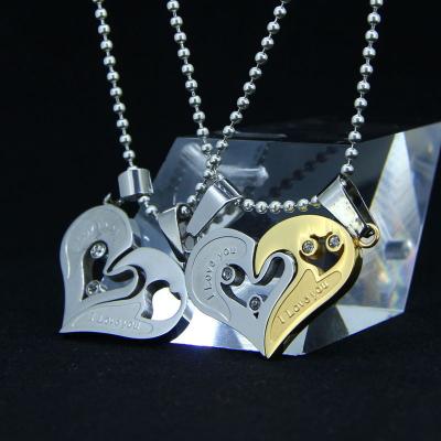 China New Fashion Valentines Holiday Lovers Couples Stainless Steel Necklace Pendants LPL07 for sale