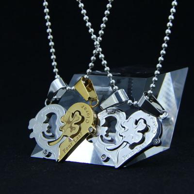 China New Fashion Valentines Holiday Lovers Couples Stainless Steel Necklace Pendants LPL08 for sale