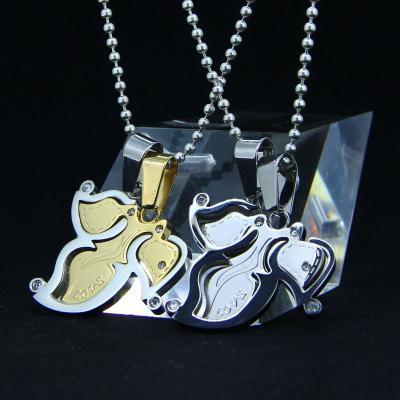 China New Fashion Valentines Holiday Lovers Couples Stainless Steel Necklace Pendants LPL02 for sale