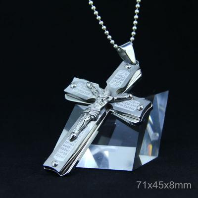 China Fashion Stainless Steel Jesus Gothic Christian Worship Favorite Necklace Pendant LPJ84 for sale