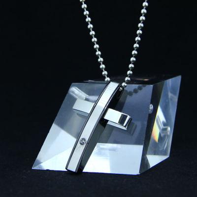 China Trendy Stainless Steel CZ Crystal Stones Inlay Cross Plus Symbol Necklace Pendant LDC35 for sale