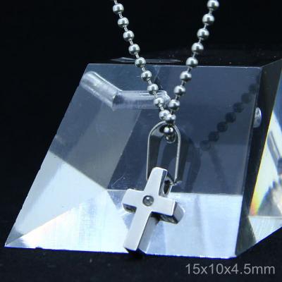 China Trendy Stainless Steel CZ Crystal Stones Inlay Cross Plus Symbol Necklace Pendant LDC01 for sale