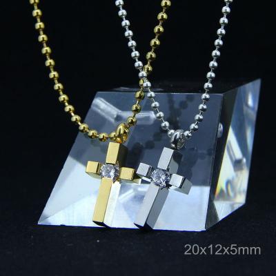 China Trendy Stainless Steel CZ Crystal Stones Inlay Cross Plus Symbol Necklace Pendant LDC03 for sale