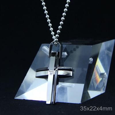 China Trendy Stainless Steel CZ Crystal Stones Inlay Cross Plus Symbol Necklace Pendant LDC10 for sale