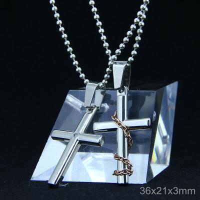 China Trendy Stainless Steel CZ Crystal Stones Inlay Cross Plus Symbol Necklace Pendant LDC08 for sale