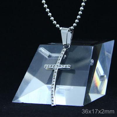 China Trendy Stainless Steel CZ Crystal Stones Inlay Cross Plus Symbol Necklace Pendant LDC13 for sale