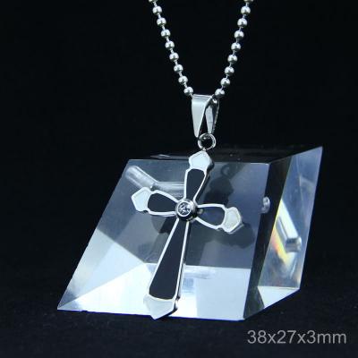 China Trendy Stainless Steel CZ Crystal Stones Inlay Cross Plus Symbol Necklace Pendant LDC21 for sale