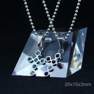 China Trendy Stainless Steel CZ Crystal Stones Inlay Cross Plus Symbol Necklace Pendant LDC19 for sale