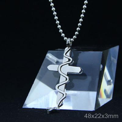China Trendy Stainless Steel CZ Crystal Stones Inlay Cross Plus Symbol Necklace Pendant LDC27 for sale