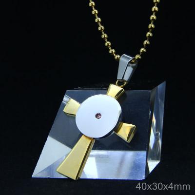 China Trendy Stainless Steel CZ Crystal Stones Inlay Cross Plus Symbol Necklace Pendant LDC26 for sale