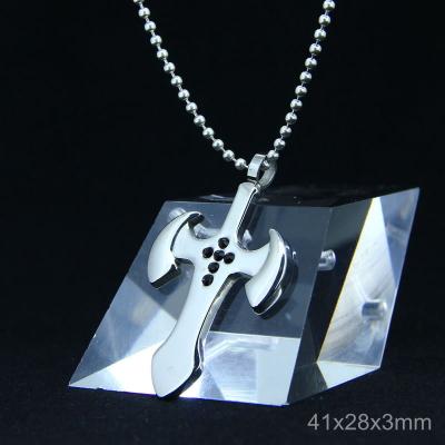 China Trendy Stainless Steel CZ Crystal Stones Inlay Cross Plus Symbol Necklace Pendant LDC28 for sale