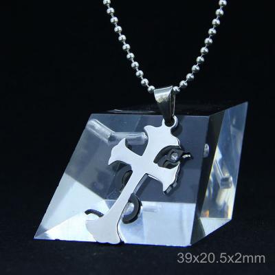China Trendy Stainless Steel CZ Crystal Stones Inlay Cross Plus Symbol Necklace Pendant LDC29 for sale