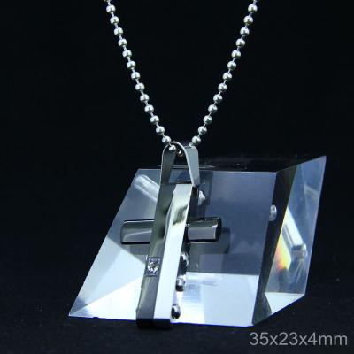China Trendy Stainless Steel CZ Crystal Stones Inlay Cross Plus Symbol Necklace Pendant LDC30 for sale