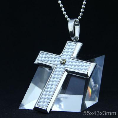 China Trendy Stainless Steel CZ Crystal Stones Inlay Cross Plus Symbol Necklace Pendant LDC49 for sale