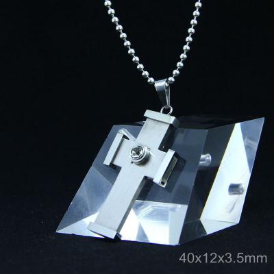 China Trendy Stainless Steel CZ Crystal Stones Inlay Cross Plus Symbol Necklace Pendant LDC45 for sale
