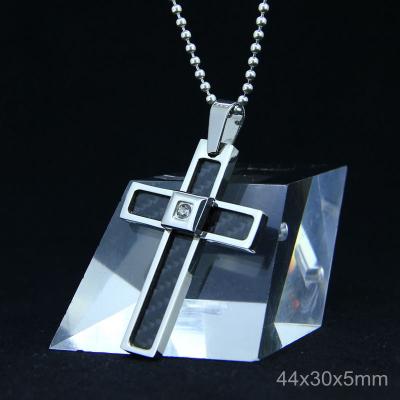 China Trendy Stainless Steel CZ Crystal Stones Inlay Cross Plus Symbol Necklace Pendant LDC47 for sale