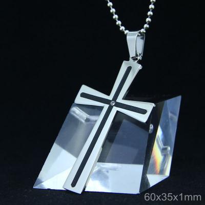 China Trendy Stainless Steel CZ Crystal Stones Inlay Cross Plus Symbol Necklace Pendant LDC54 for sale