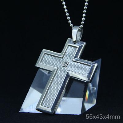China Trendy Stainless Steel CZ Crystal Stones Inlay Cross Plus Symbol Necklace Pendant LDC50 for sale