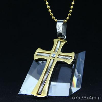 China Trendy Stainless Steel CZ Crystal Stones Inlay Cross Plus Symbol Necklace Pendant LDC64 for sale