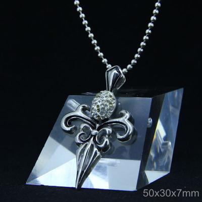 China Trendy Stainless Steel CZ Crystal Stones Inlay Cross Plus Symbol Necklace Pendant LDC71 for sale