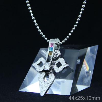 China Trendy Stainless Steel CZ Crystal Stones Inlay Cross Plus Symbol Necklace Pendant LDC72 for sale