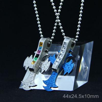 China Trendy Stainless Steel CZ Crystal Stones Inlay Cross Plus Symbol Necklace Pendant LDC73 for sale