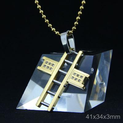 China Trendy Stainless Steel CZ Crystal Stones Inlay Cross Plus Symbol Necklace Pendant LDC79 for sale