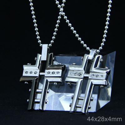 China Trendy Stainless Steel CZ Crystal Stones Inlay Cross Plus Symbol Necklace Pendant LDC80 for sale