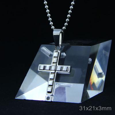 China Trendy Stainless Steel CZ Crystal Stones Inlay Cross Plus Symbol Necklace Pendant LDC89 for sale