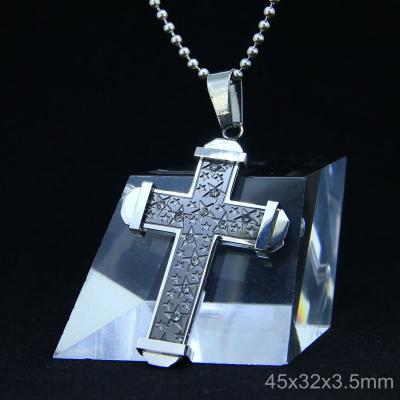 China Trendy Stainless Steel CZ Crystal Stones Inlay Cross Plus Symbol Necklace Pendant LDC91 for sale