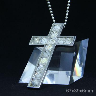 China Trendy Stainless Steel CZ Crystal Stones Inlay Cross Plus Symbol Necklace Pendant LDC117 for sale