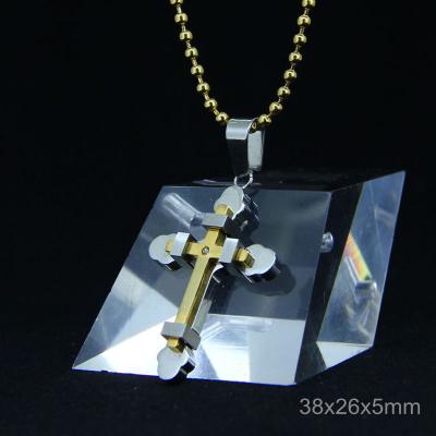 China Trendy Stainless Steel CZ Crystal Stones Inlay Cross Plus Symbol Necklace Pendant LDC121 for sale