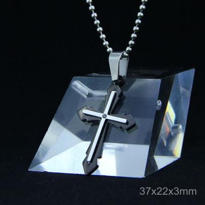 China Trendy Stainless Steel CZ Crystal Stones Inlay Cross Plus Symbol Necklace Pendant LDC132 for sale
