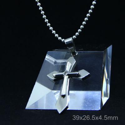China Trendy Stainless Steel CZ Crystal Stones Inlay Cross Plus Symbol Necklace Pendant LDC134 for sale
