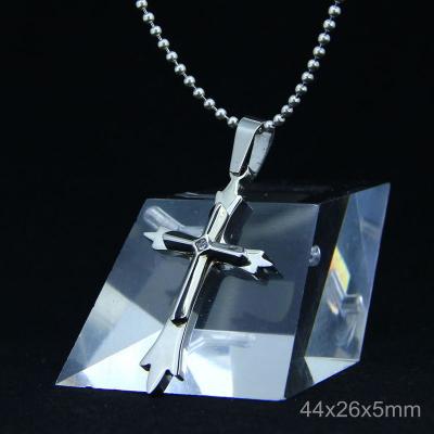 China Trendy Stainless Steel CZ Crystal Stones Inlay Cross Plus Symbol Necklace Pendant LDC136 for sale