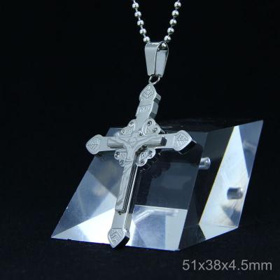 China Trendy Stainless Steel CZ Crystal Stones Inlay Cross Plus Symbol Necklace Pendant LDC158 for sale