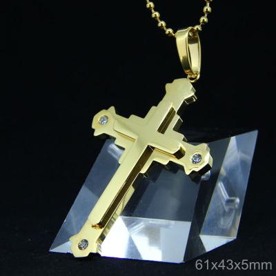 China Trendy Stainless Steel CZ Crystal Stones Inlay Cross Plus Symbol Necklace Pendant LDC162 for sale