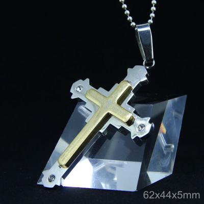 China Trendy Stainless Steel CZ Crystal Stones Inlay Cross Plus Symbol Necklace Pendant LDC163 for sale