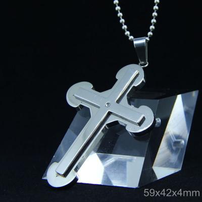 China Trendy Stainless Steel CZ Crystal Stones Inlay Cross Plus Symbol Necklace Pendant LDC164 for sale