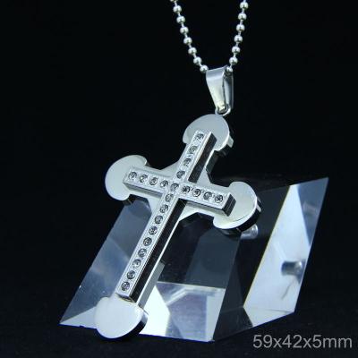 China Trendy Stainless Steel CZ Crystal Stones Inlay Cross Plus Symbol Necklace Pendant LDC165 for sale