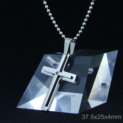 China Trendy Stainless Steel CZ Crystal Stones Inlay Cross Plus Symbol Necklace Pendant LDC179 for sale