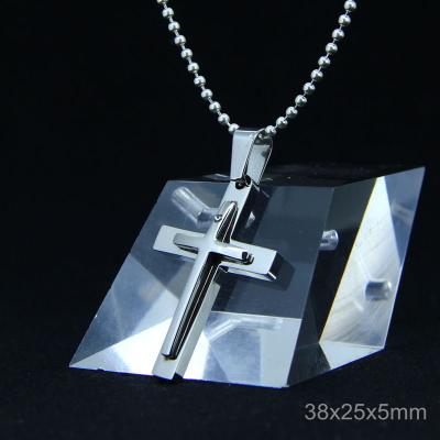 China Trendy Stainless Steel CZ Crystal Stones Inlay Cross Plus Symbol Necklace Pendant LDC180 for sale