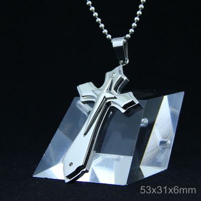 China Trendy Stainless Steel CZ Crystal Stones Inlay Cross Plus Symbol Necklace Pendant LDC204 for sale