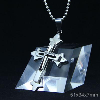 China Trendy Stainless Steel CZ Crystal Stones Inlay Cross Plus Symbol Necklace Pendant LDC215 for sale