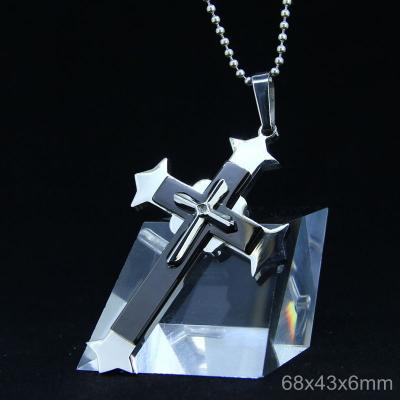 China Trendy Stainless Steel CZ Crystal Stones Inlay Cross Plus Symbol Necklace Pendant LDC216 for sale