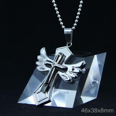 China Trendy Stainless Steel CZ Crystal Stones Inlay Cross Plus Symbol Necklace Pendant LDC220 for sale