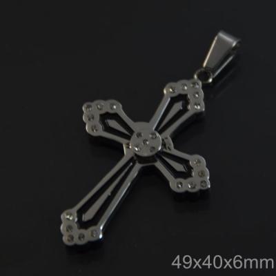 China Trendy Stainless Steel CZ Crystal Stones Inlay Cross Plus Symbol Necklace Pendant LDC235 for sale