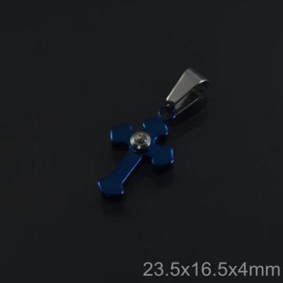 China Trendy Stainless Steel CZ Crystal Stones Inlay Cross Plus Symbol Necklace Pendant LDC236 for sale
